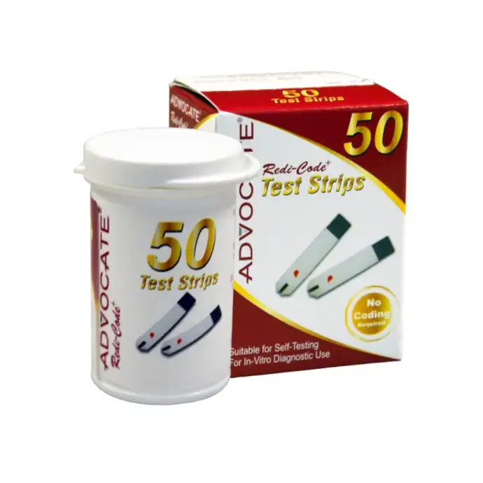 Tirillas para medir glucosa. (cja x 50), diabetes. Advocate | Mediplus ...